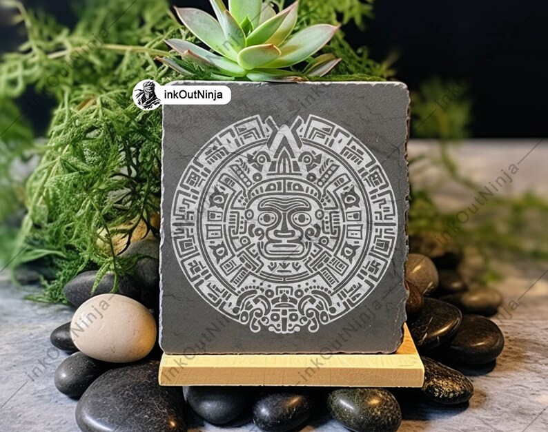 Aztec Calendar Vector Art - Ancient Sun Stone Symbol Clipart for Prints ...