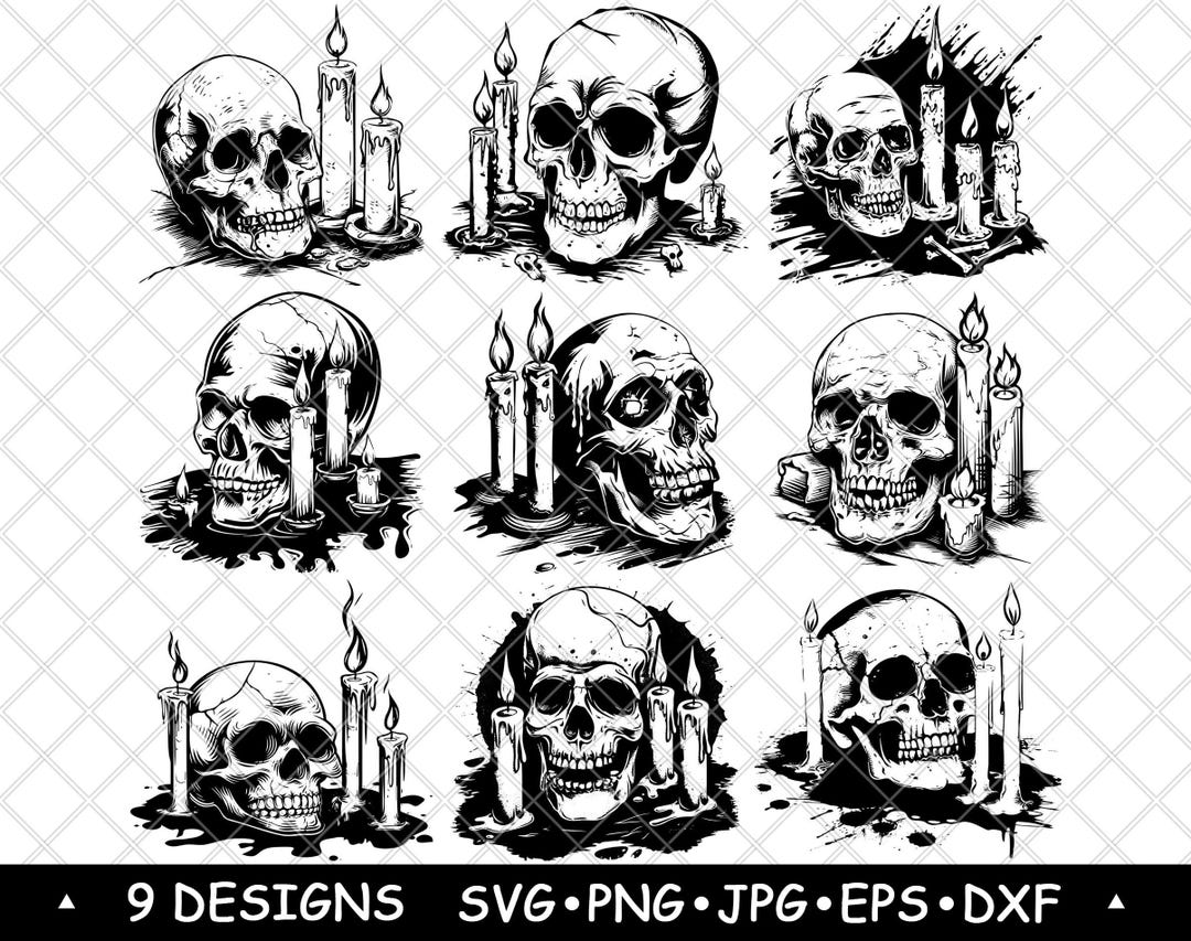 Skull Candles Dripping Haunted Horror Mystery Halloween Laser File SVG ...