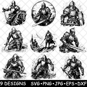 Knight Crusader Templar Armored Fighter Medieval Warrior Laser File SVG ...