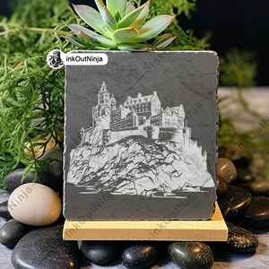 Edinburgh Castle Scotland Fortress Scottish Palace Coaster Black White ...