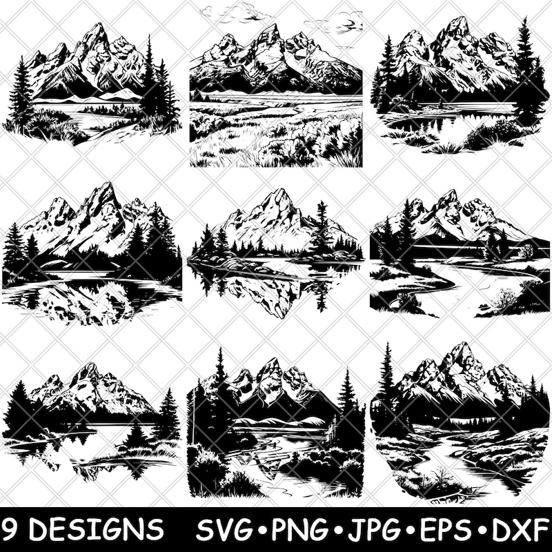 Grand Teton Drawing Svg - Etsy