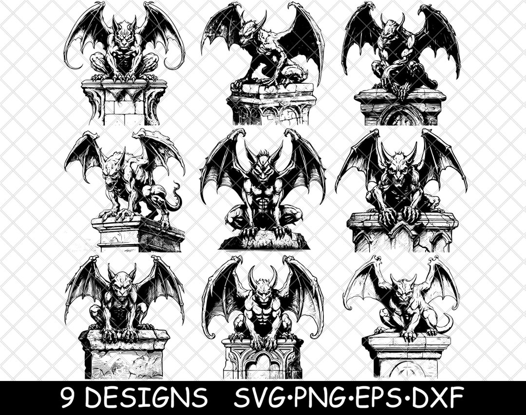 Gargoyle Gothic Statue Diablo Sculpture Demon Stone Board Coaster Black ...