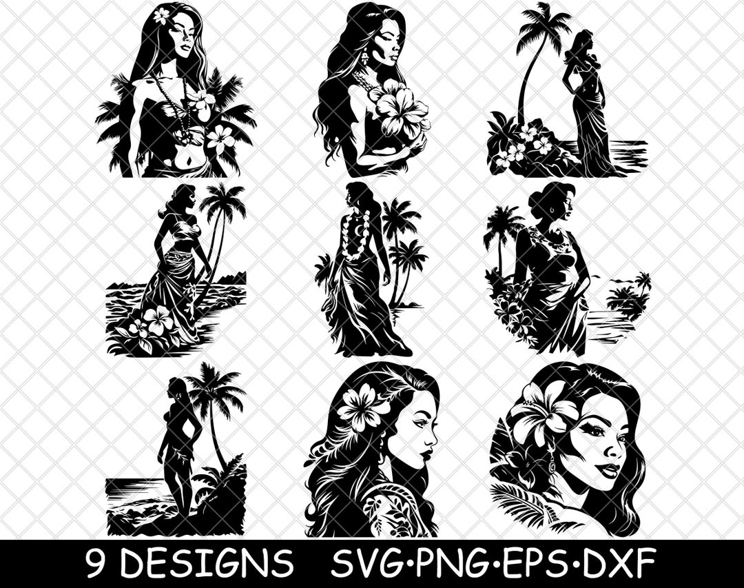 Native Hawaiian Polynesian Woman Pacific Islander Hula Culture Lei Svg ...
