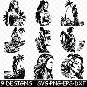 Native Hawaiian Polynesian Woman Pacific Islander Hula Culture Lei Svg ...