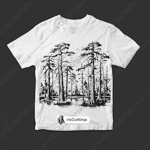Cypress Tree Wetland Swamp Bundle SVG PNG Black and White Bayou Forest ...