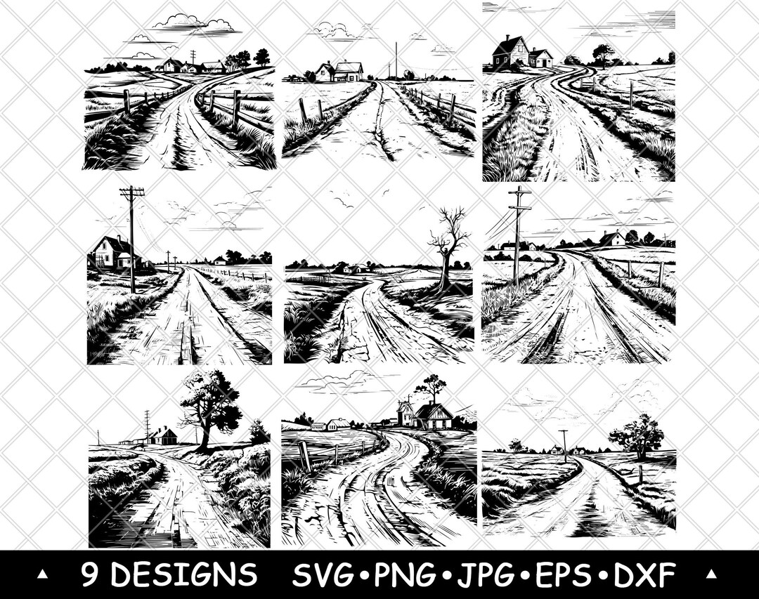 Country Dirt off Road Gravel Trail Scenic Route Farm Ranch Path Svg,dxf ...