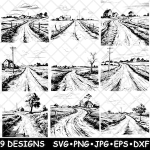 Country Dirt off Road Gravel Trail Scenic Route Farm Ranch Path Svg,dxf ...