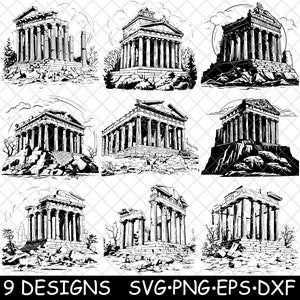Temple of Apollo Ancient Greek Sanctuary Deity Delphi Laser File SVG ...