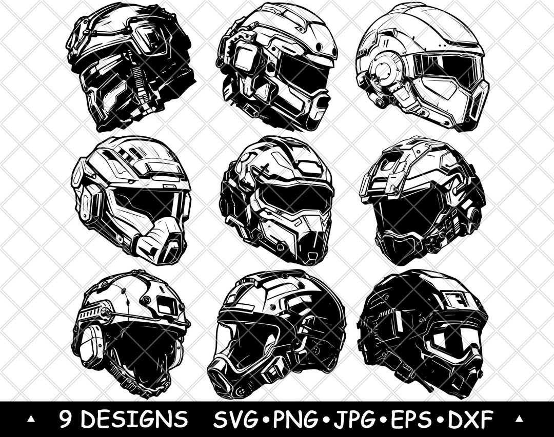 Military Tactical Helmet Futuristic Combat Army Headgear Laser File SVG ...