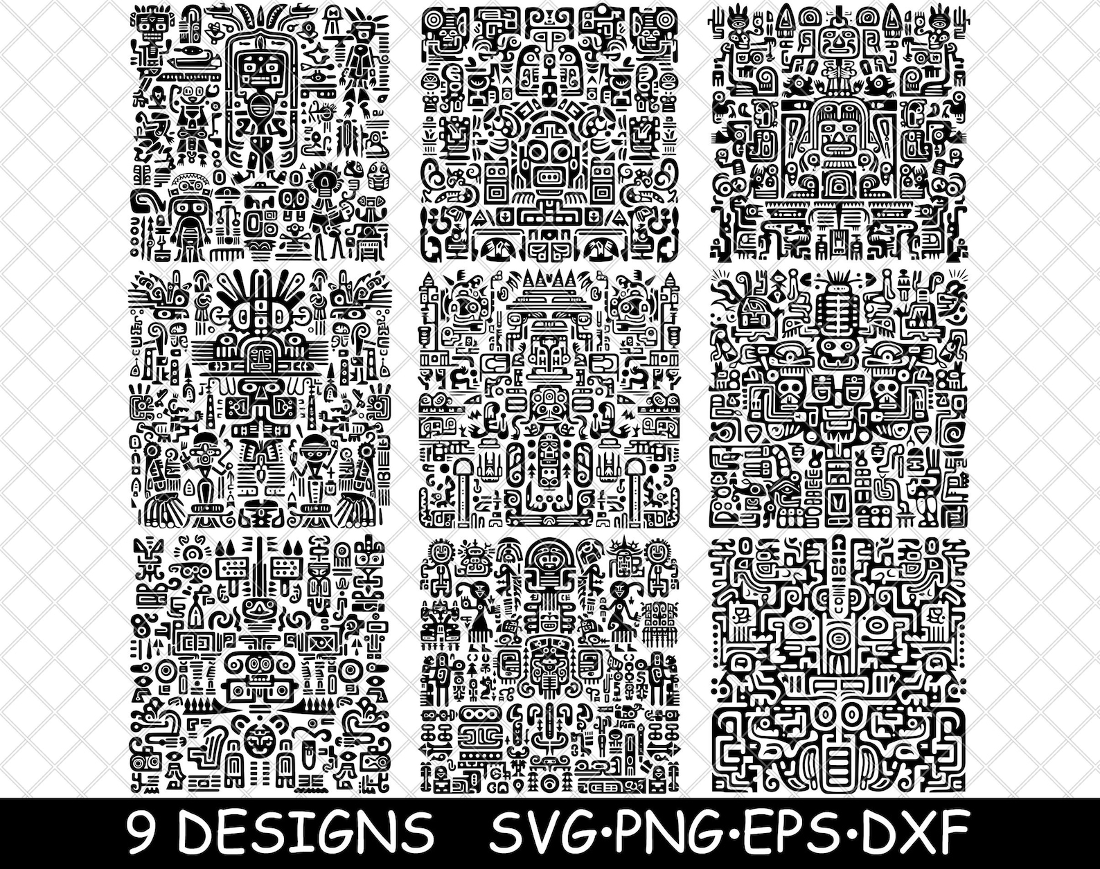 Aztec Hieroglyphs Art Symbols Writing Ritual Mexican Png,svg,eps,cricut ...