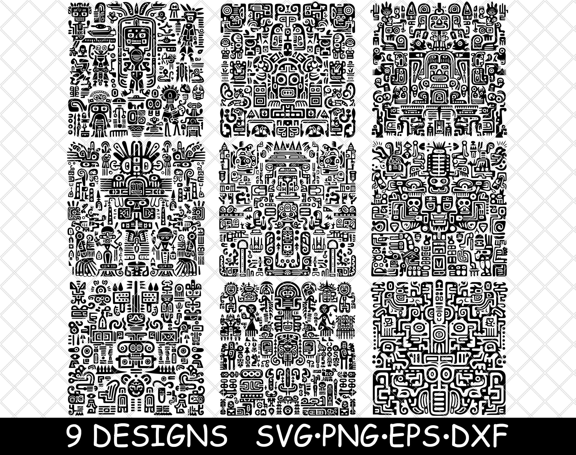 Aztec Hieroglyphs Art Symbols Writing Ritual Mexican Png,svg,eps,cricut ...