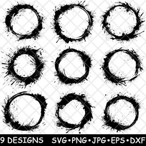 Brush Stroke Paint Artwork Circle Splatter Hand Drawn Laser File SVG ...