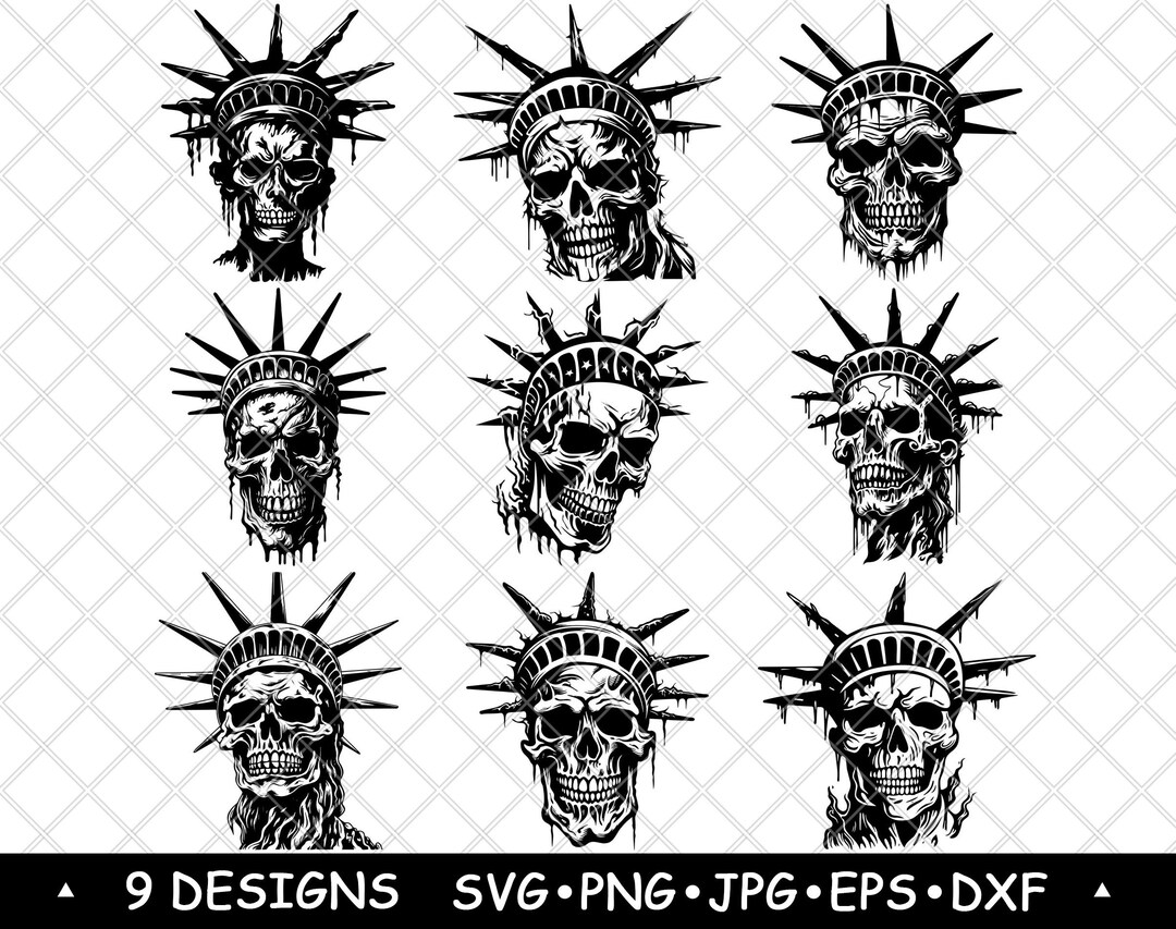 Statue of Liberty Skull Skeleton Patriotic Lady Monument Laser File SVG ...