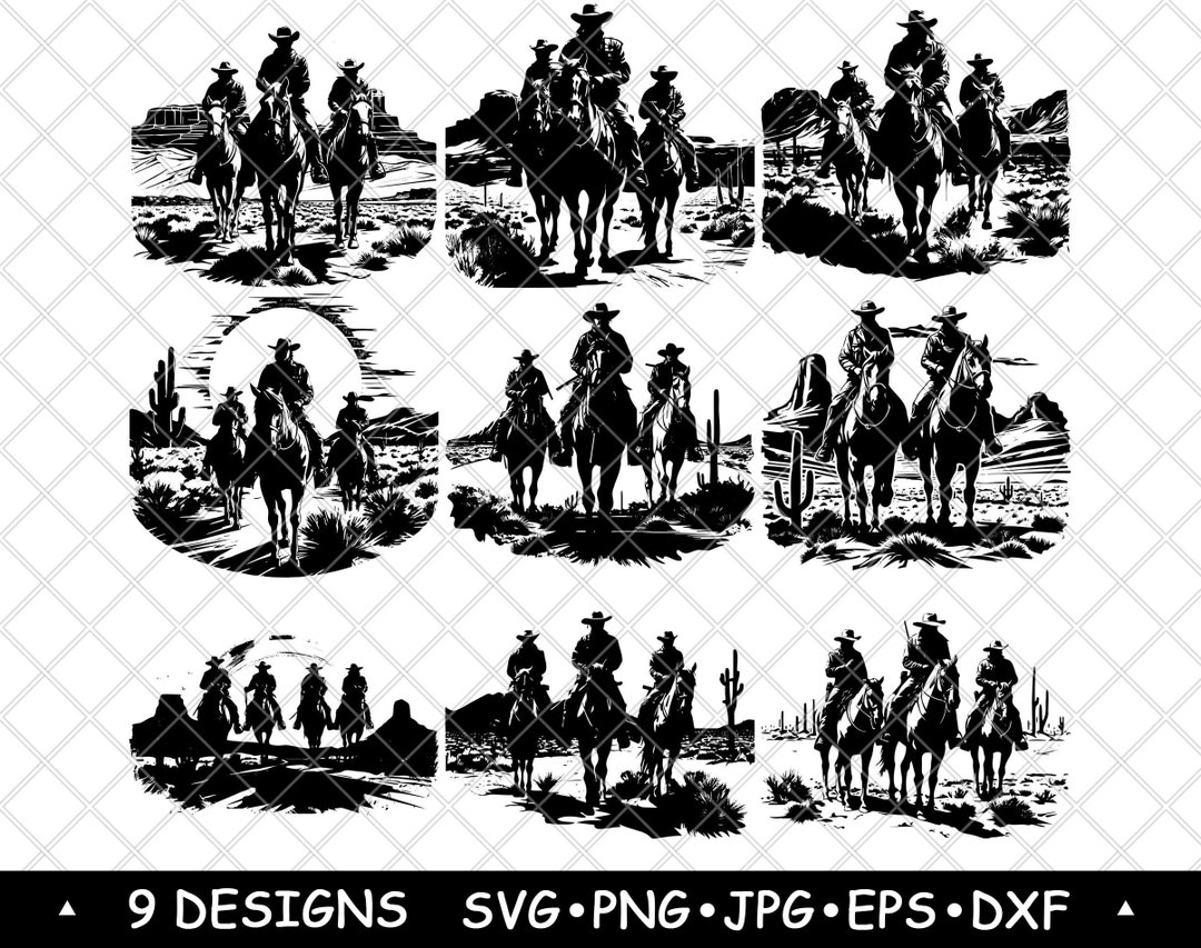 Cowboy Mojave Desert Wild West Lone Ranger Outlaw Gunslinger Horse Svg ...