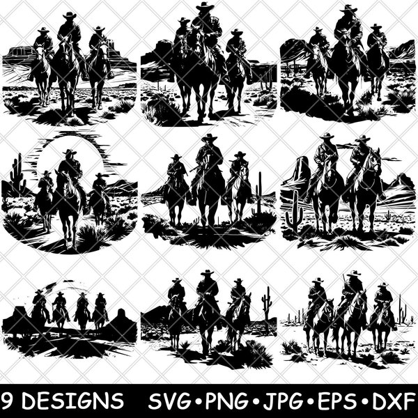 Cowboy and Horse Silhouette Stencil - Etsy