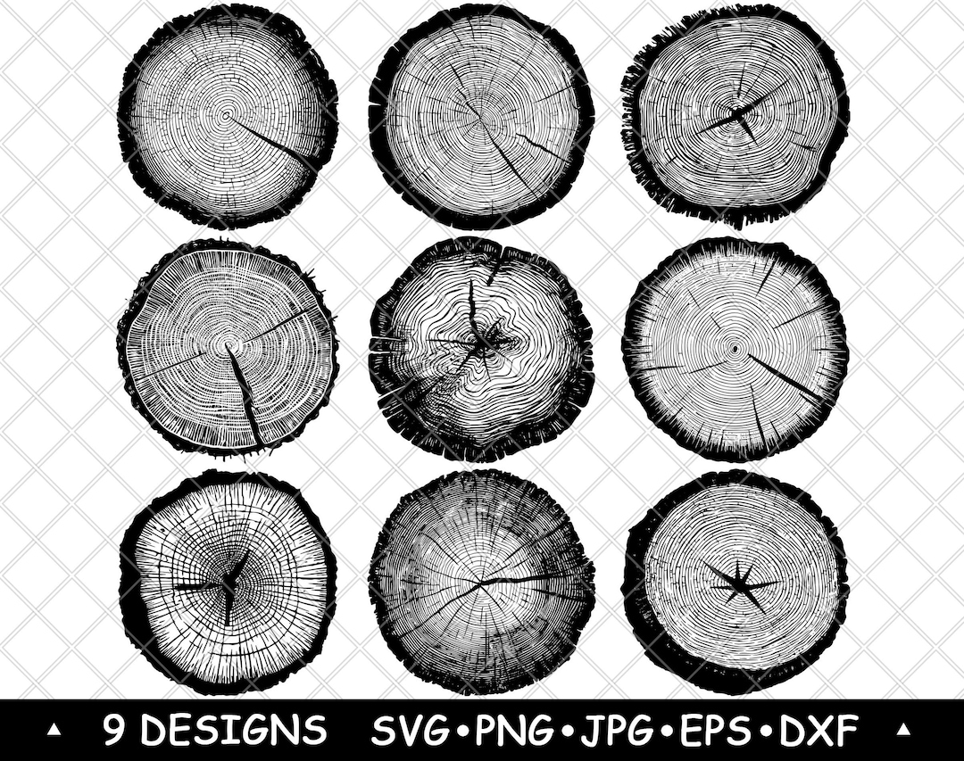 Tree Slice Slab Wooden Round Stump, Ring Timber Rustic-png,svg,eps ...