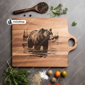 Grizzly Bear Big Black Brown Kodiak Lake Swamp Scene Coaster Black ...
