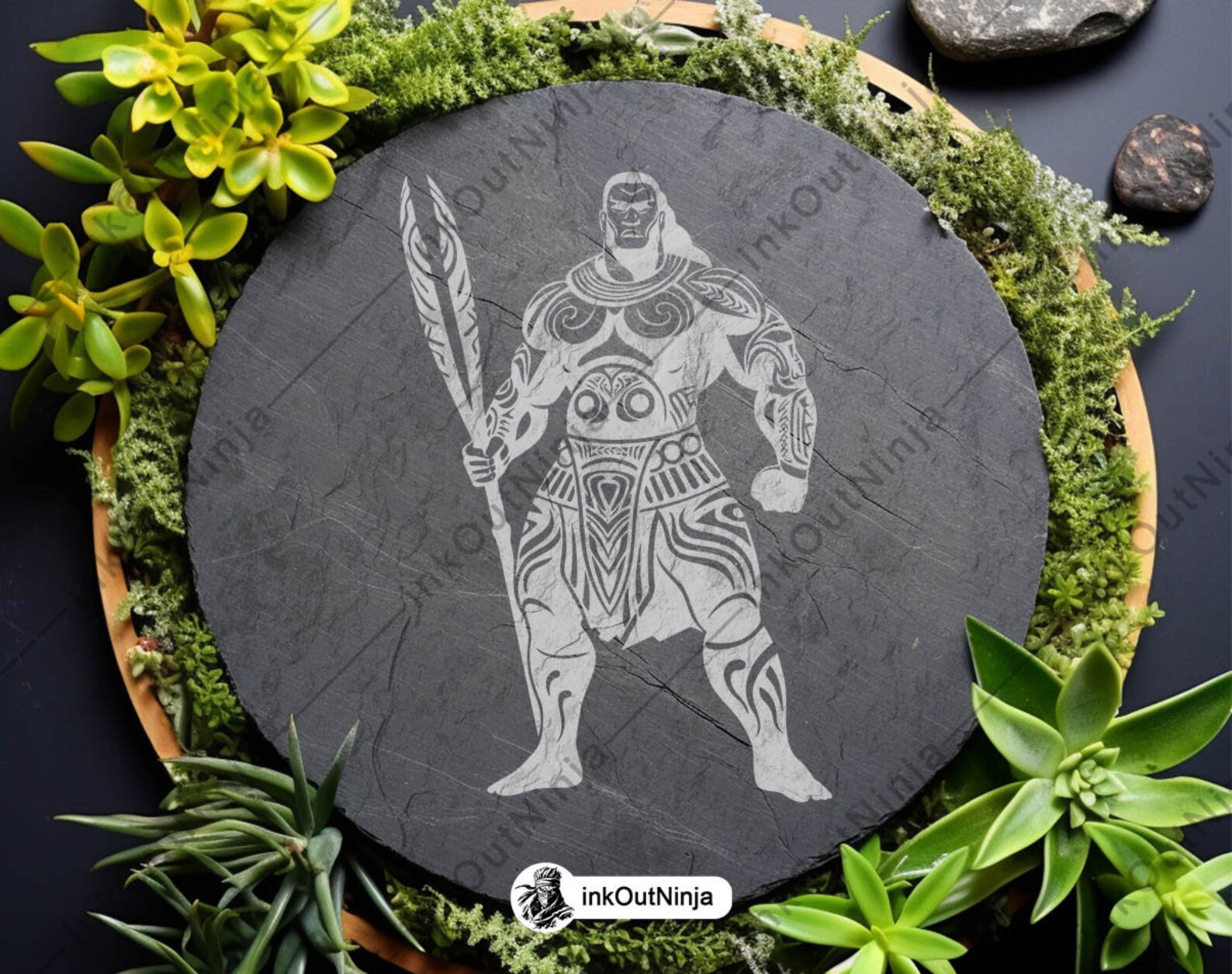 Samoan Native Warrior Polynesian Island Tribal Tongan Fighter Svg Dxf