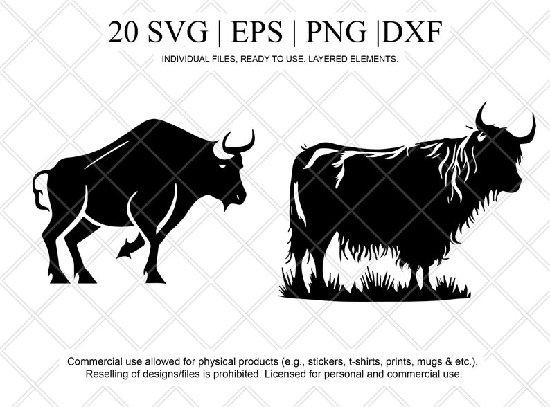 20 Cow and Bull Designs Bundle PNG SVG EPS Dxf Files for - Etsy Canada