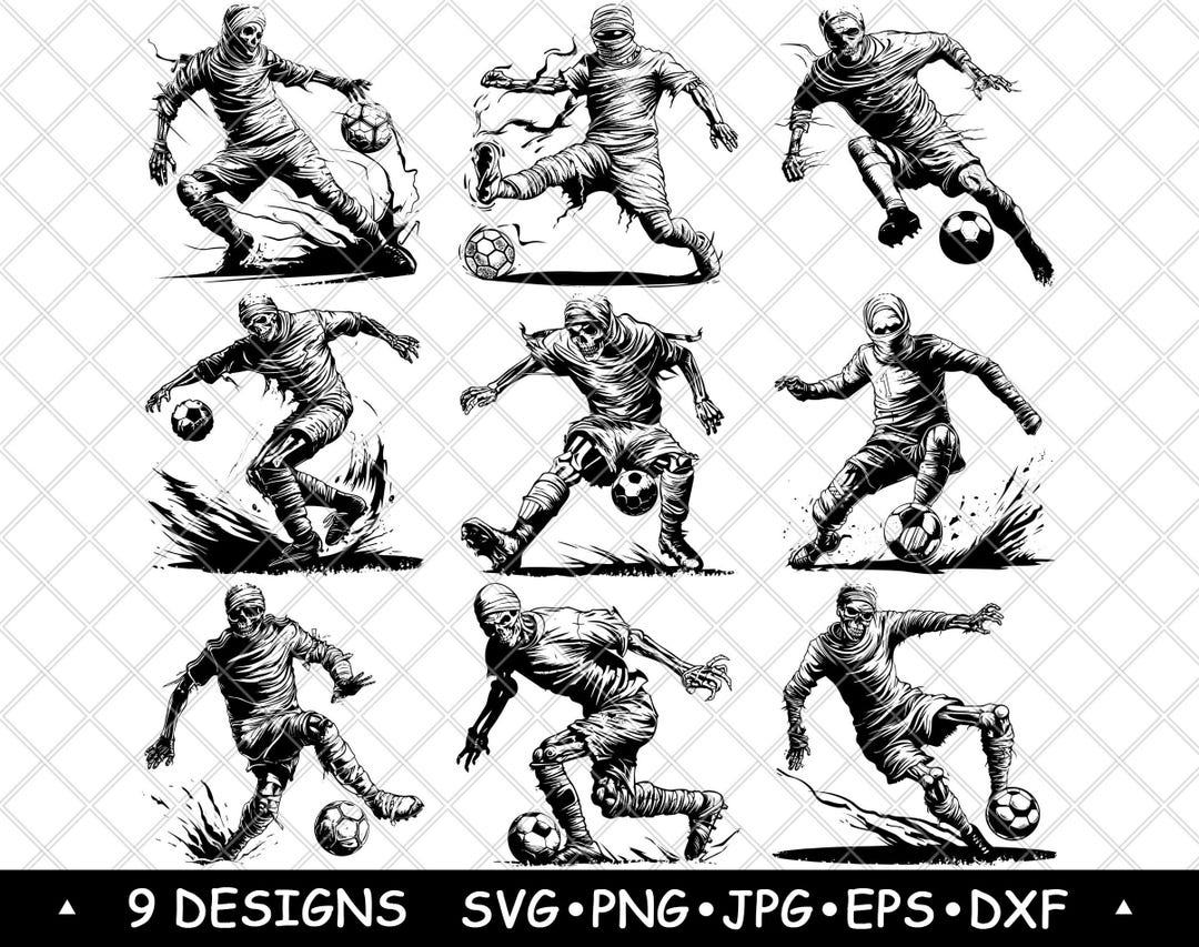 Mummy Soccer Player Creepy Dead Football Sport Halloween Laser File SVG ...