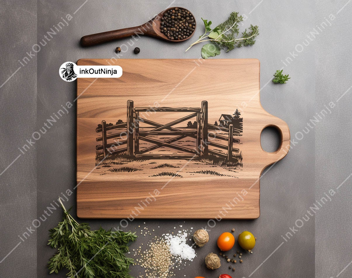 Farm Gate SVG Rustic Fence Clipart Wooden Ranch Entrance Vector Country ...