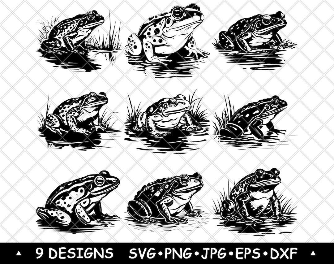 American Bullfrog Amphibian Croak Large Swamp Frog Pond Laser File SVG ...