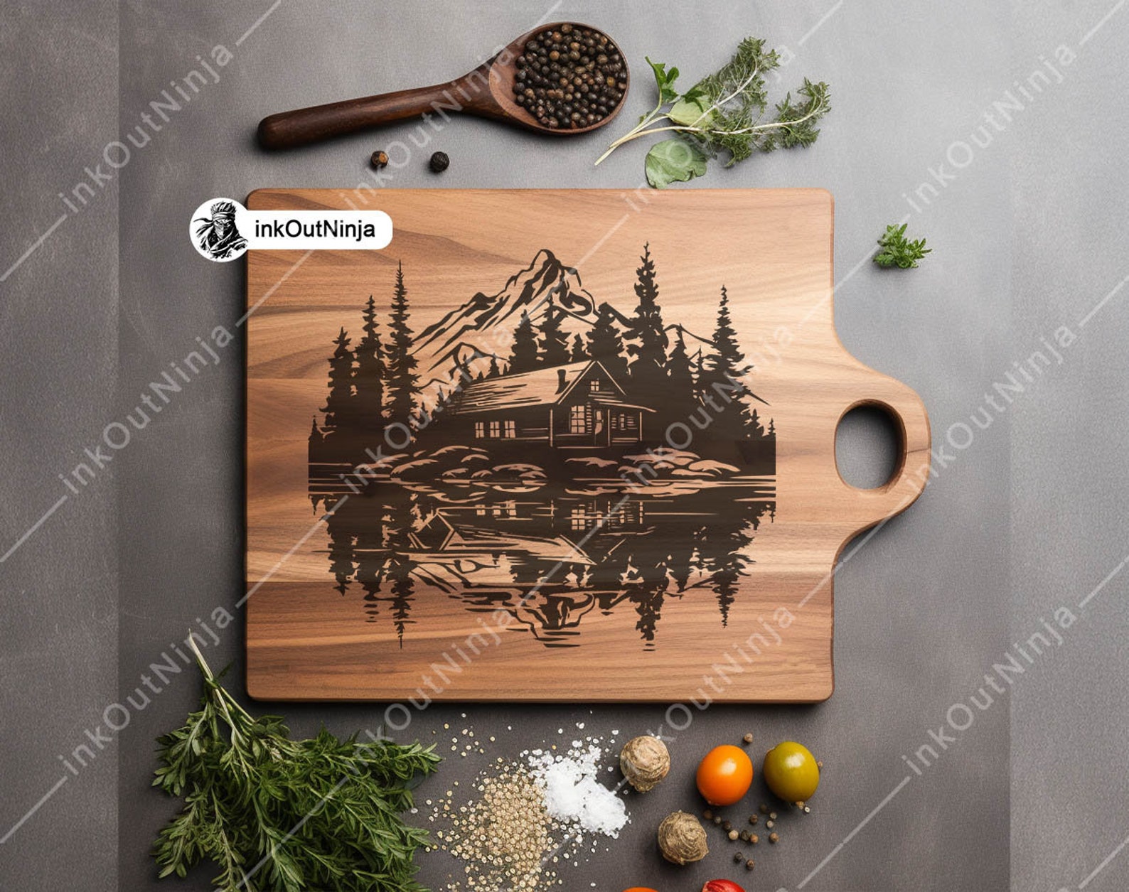 Rustic Log Cabin Wood Scene Valley Mountain Lake Landscape Camp Svg,dxf ...