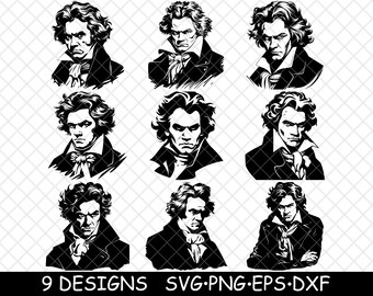 Beethoven SVG Cricut & Silhouette Cut Files. Music Composer - Etsy