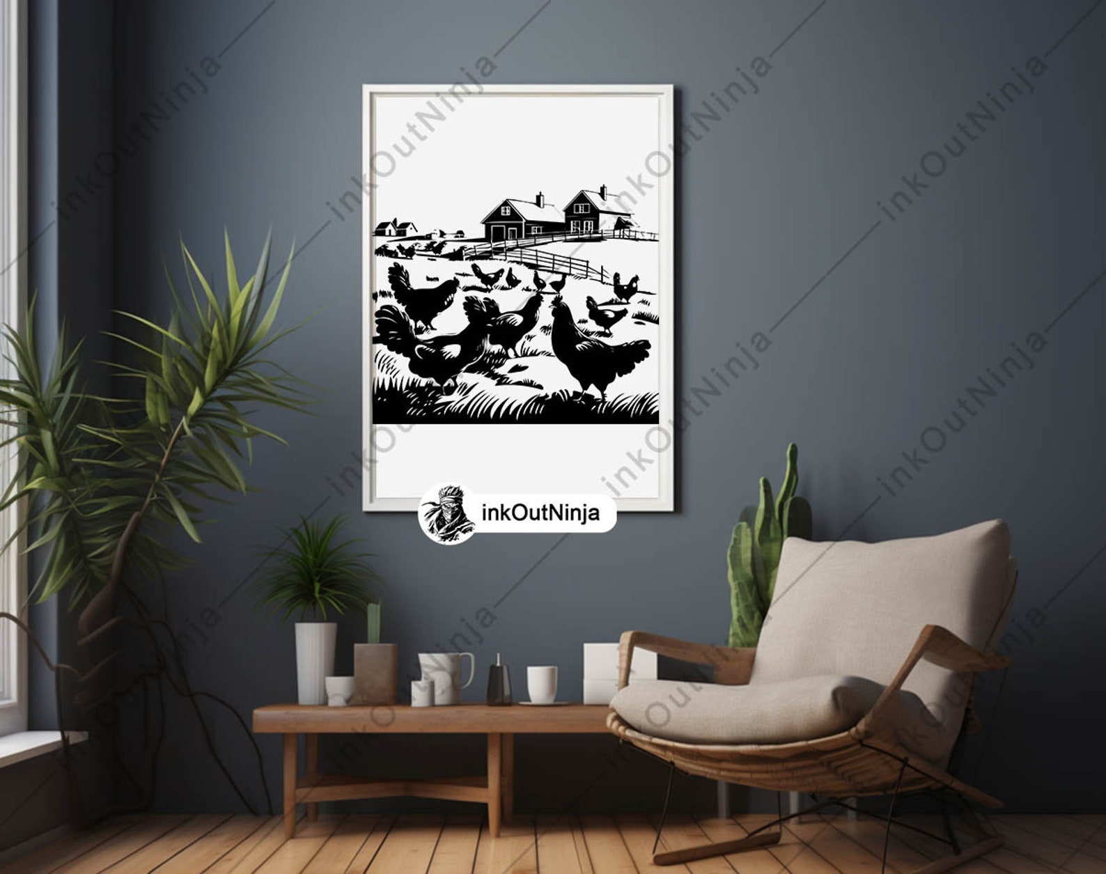Farm Chicken Scene Clipart Bundle | Country Barnyard SVG PNG | Rustic ...