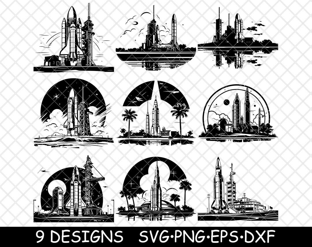 NASA Kennedy Space Center Launch Cape Canaveral Rocket Astronaut Svg ...
