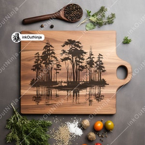 Bald Cypress Tree Water Pond Swamp Wetland Grove Moss Evergreen Svg,dxf ...