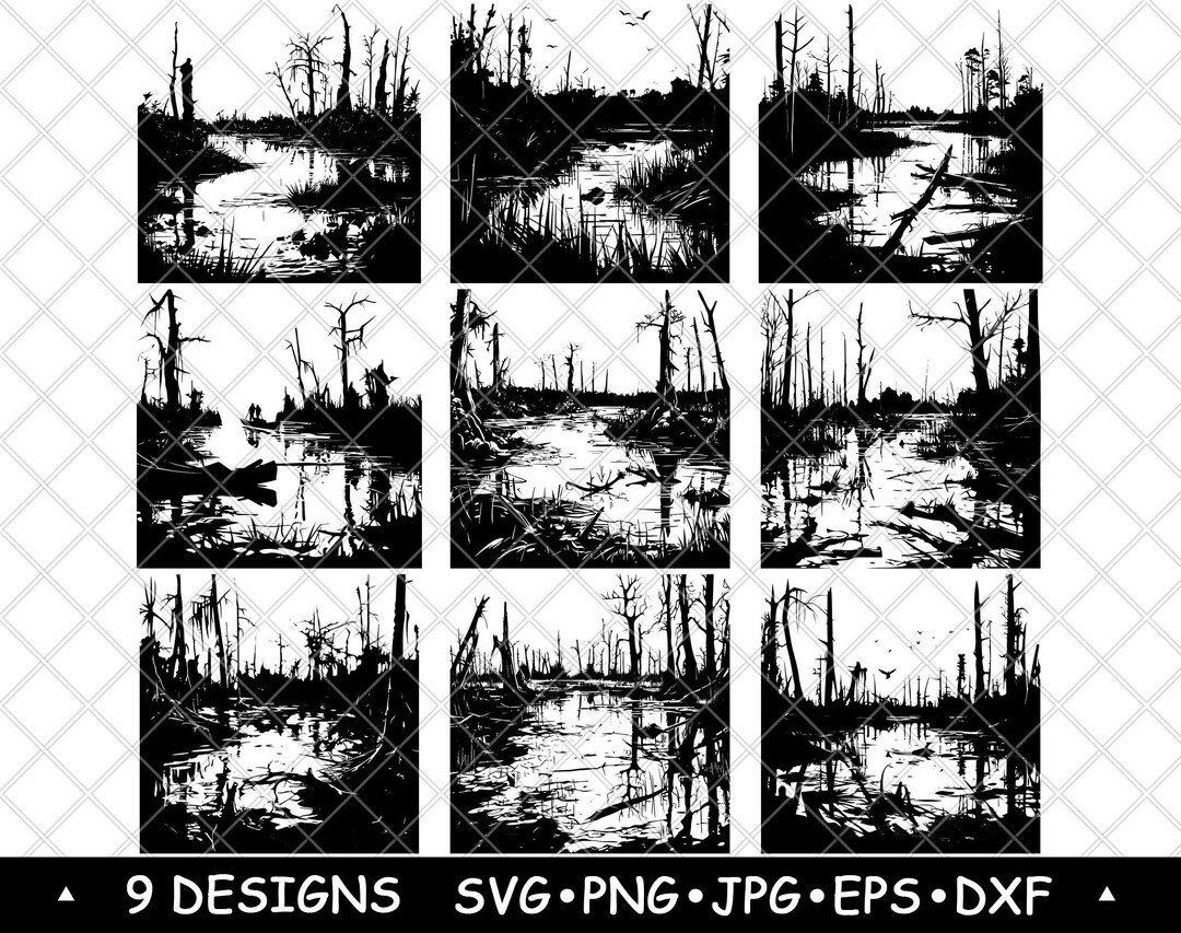 Eerie Swamp Wetland Marsh Creepy Water Lake Wilderness Laser File SVG ...