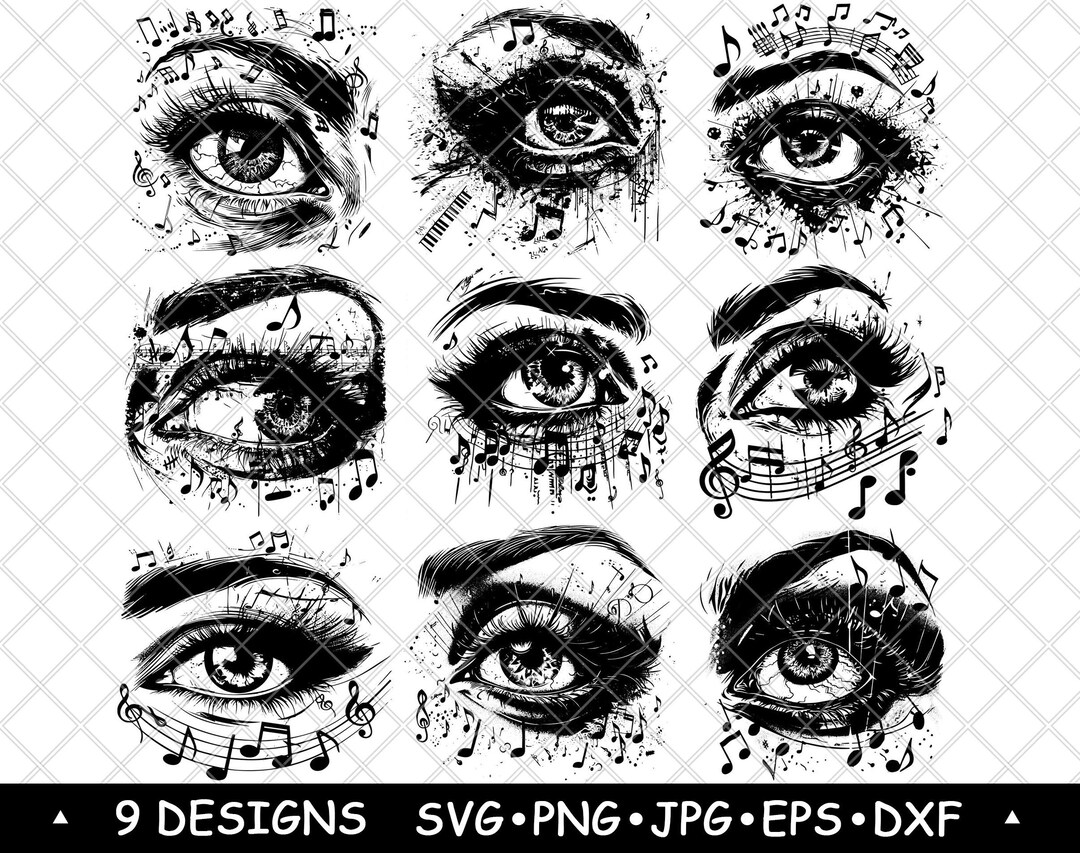 Woman Eye Musical Notes Tears Music Soul Artist Singer Laser File SVG ...
