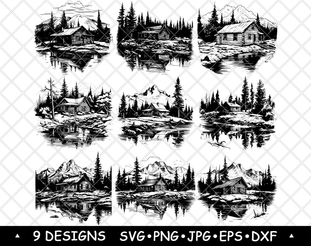 Rustic Log Cabin Mountain Lake Retreat Cottage Scene Board Coaster ...