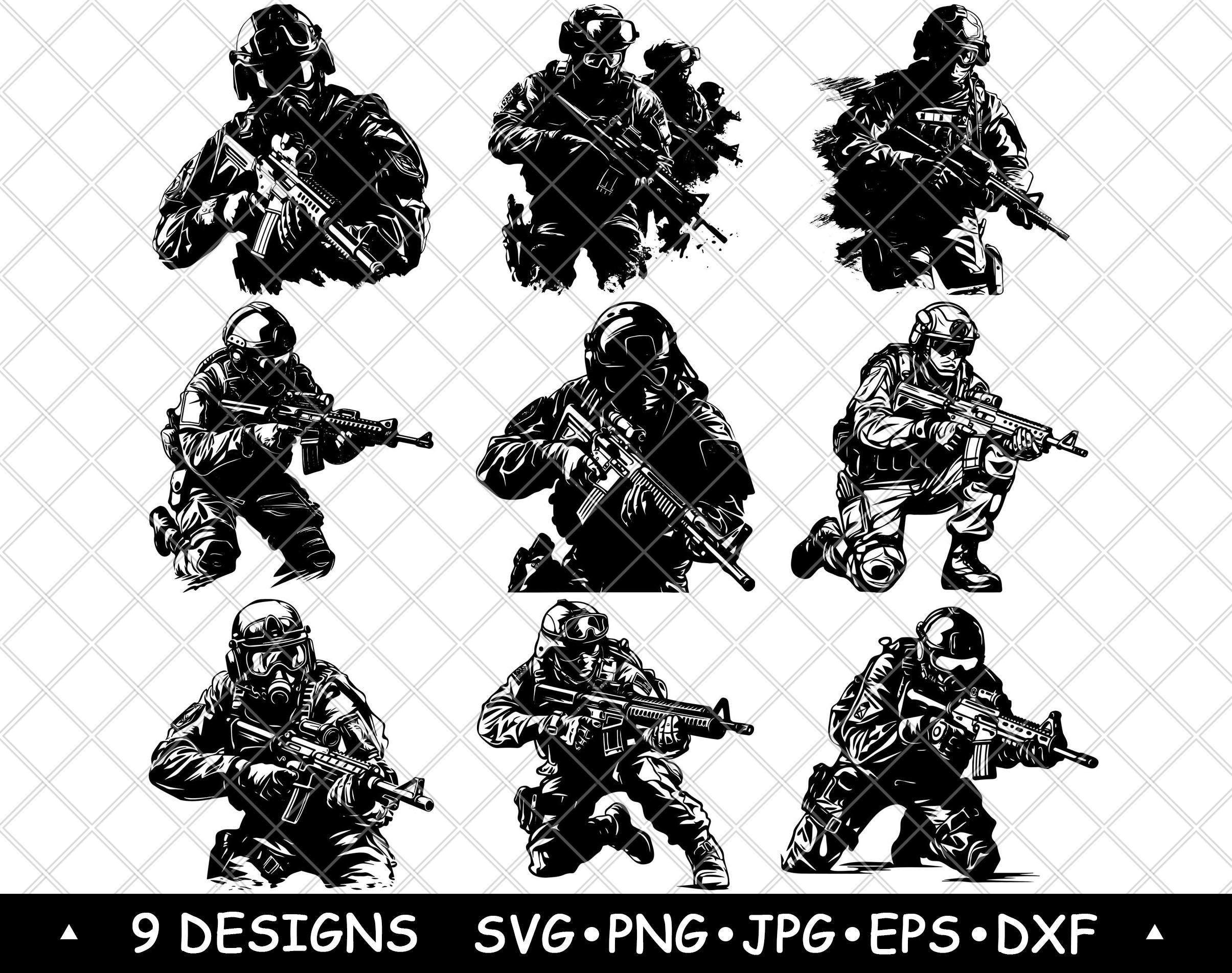 Tactical Soldier Vector Art - Military Sniper Silhouette for Stickers ...