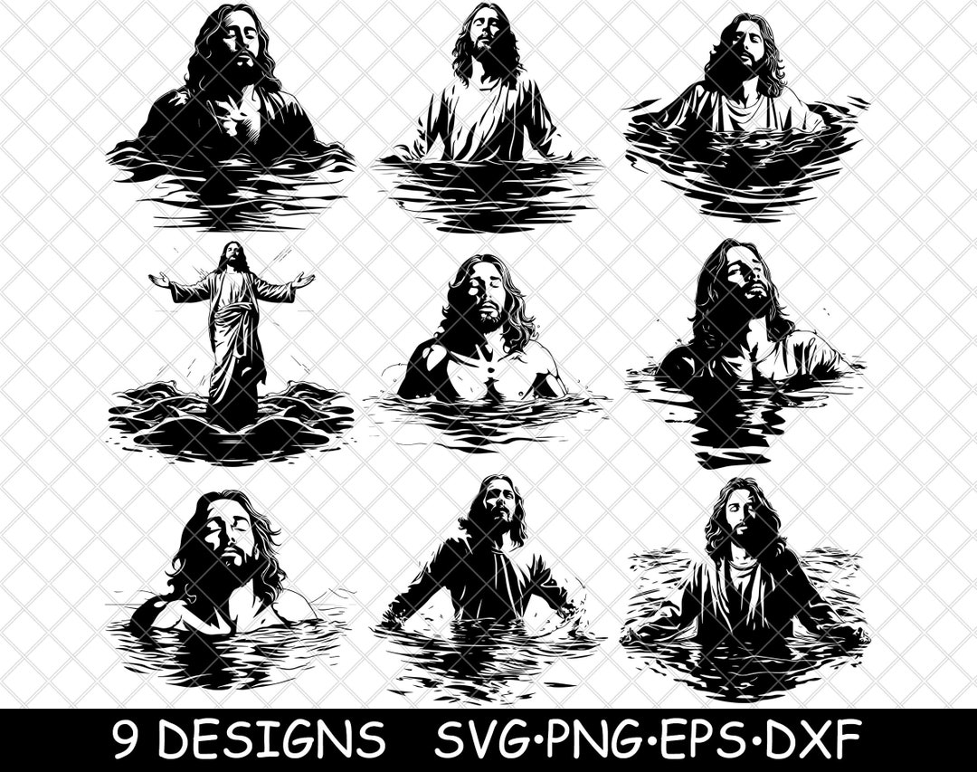 Jesus Christ Water Baptism Holy Immersion River Sacred Laser File SVG ...