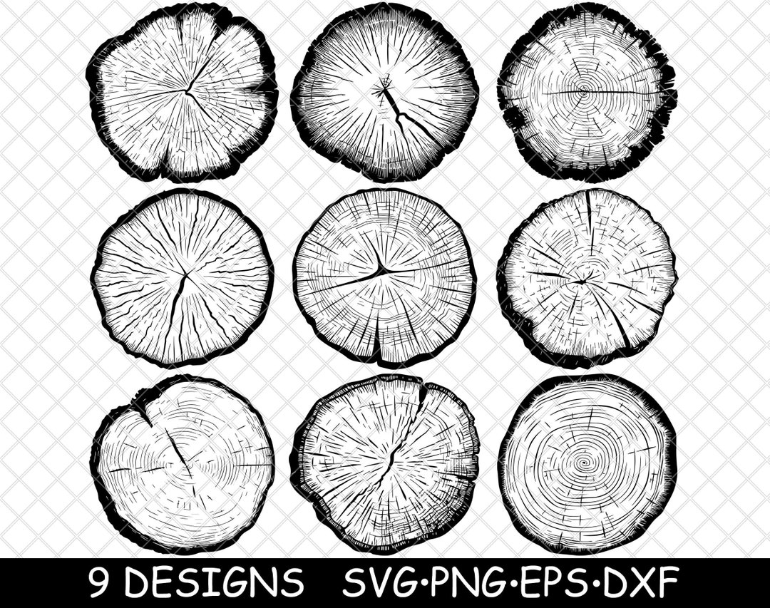 Circular Wood Slice Tree Disc Round Slab Piece Cutout Log Bark Svg,dxf ...