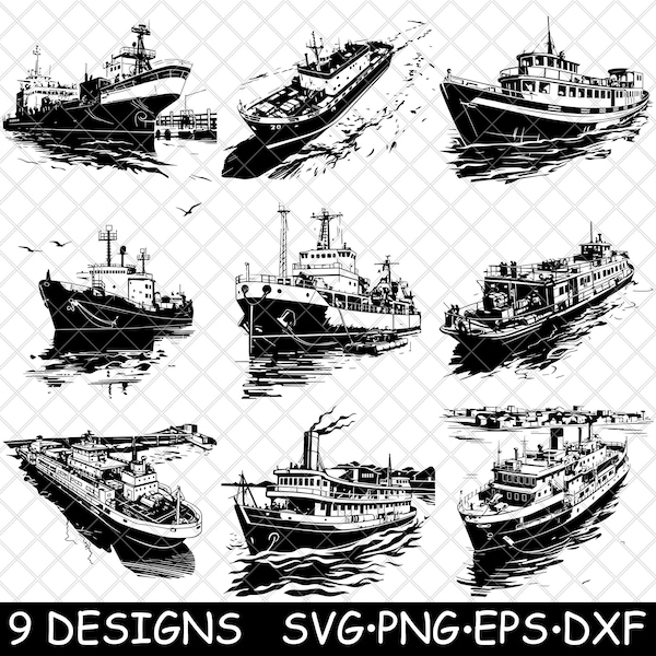 Towboat Vector - Etsy