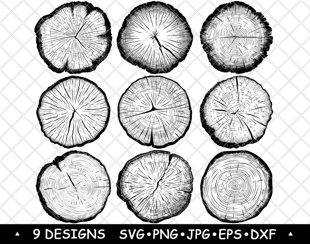 Circular Wood Slice Tree Disc Round Slab Piece Cut Log Bark Laser File ...