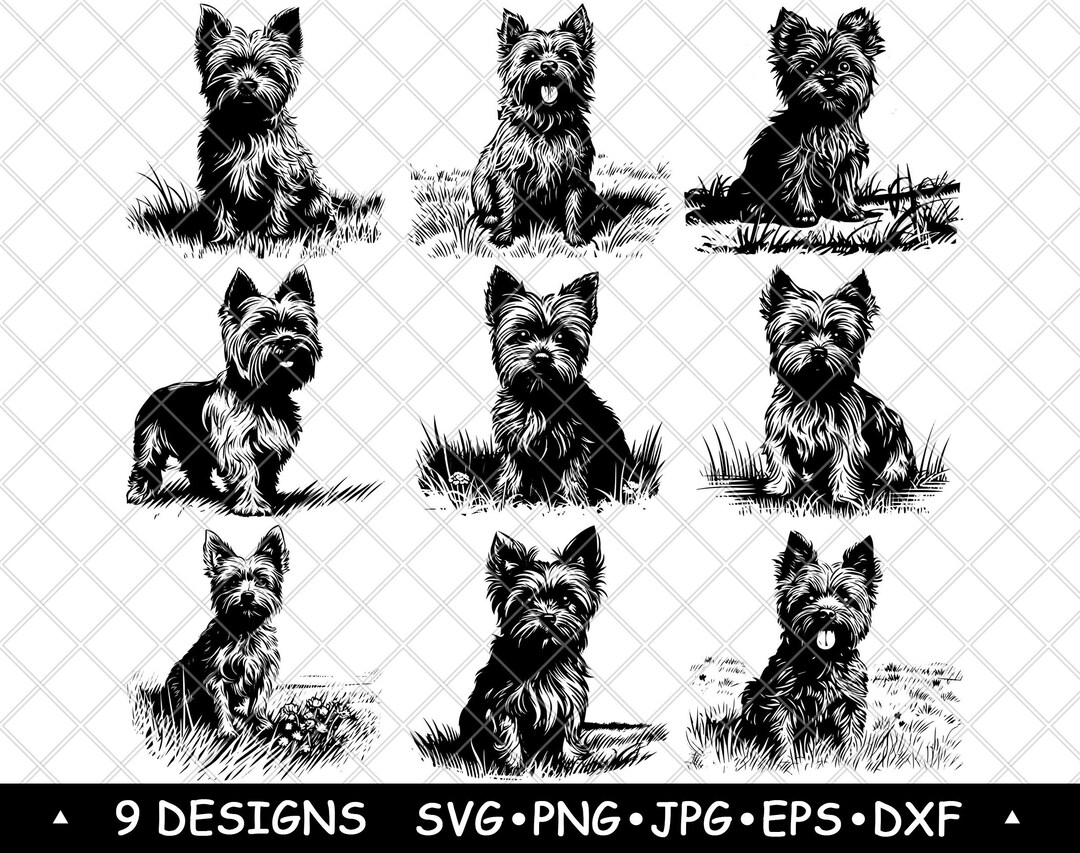 Yorkshire Terrier Dog Yorkie Cute Puppy Small Pup Grass Laser File SVG ...