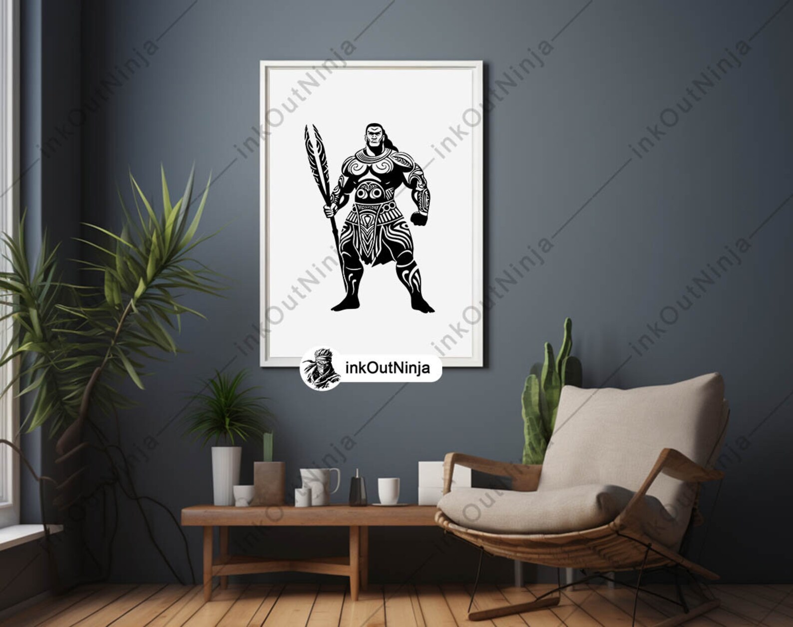 Samoan Native Warrior Polynesian Island Tribal Tongan Fighter Svg Dxf