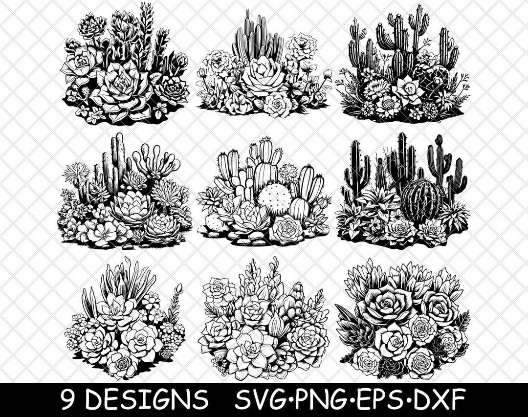 Succulents Desert Plants Species Cactus Indoor Houseplant Decor Svg,dxf ...