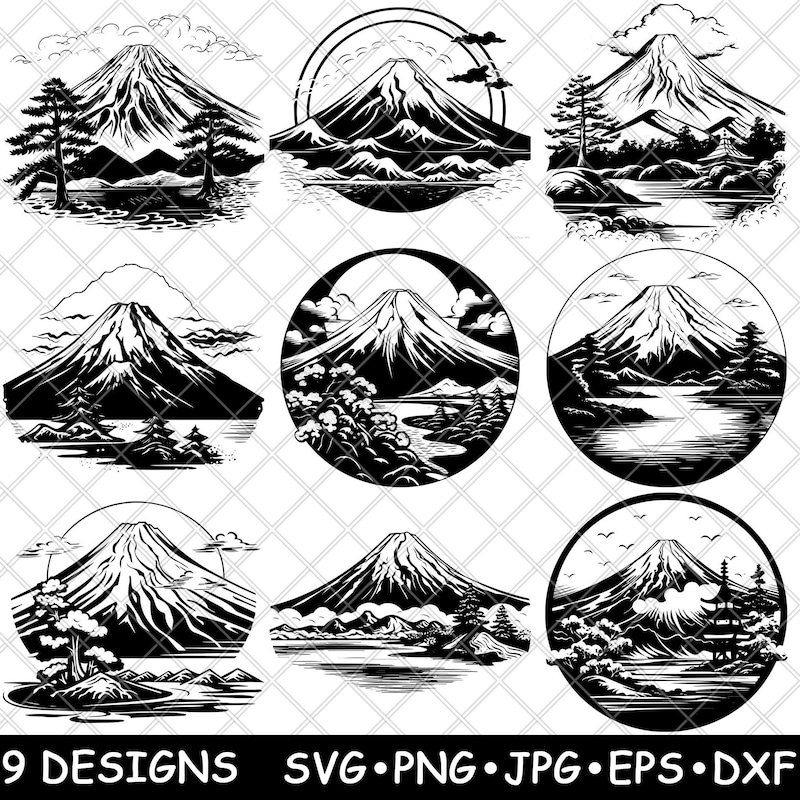 Japan Mountain Art Vector - Etsy UK