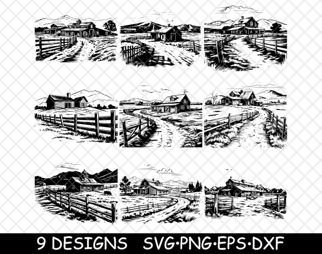 Rustic Barn Farm Rural Ranch Old Fence Wood Gate Plank Country Svg,dxf ...