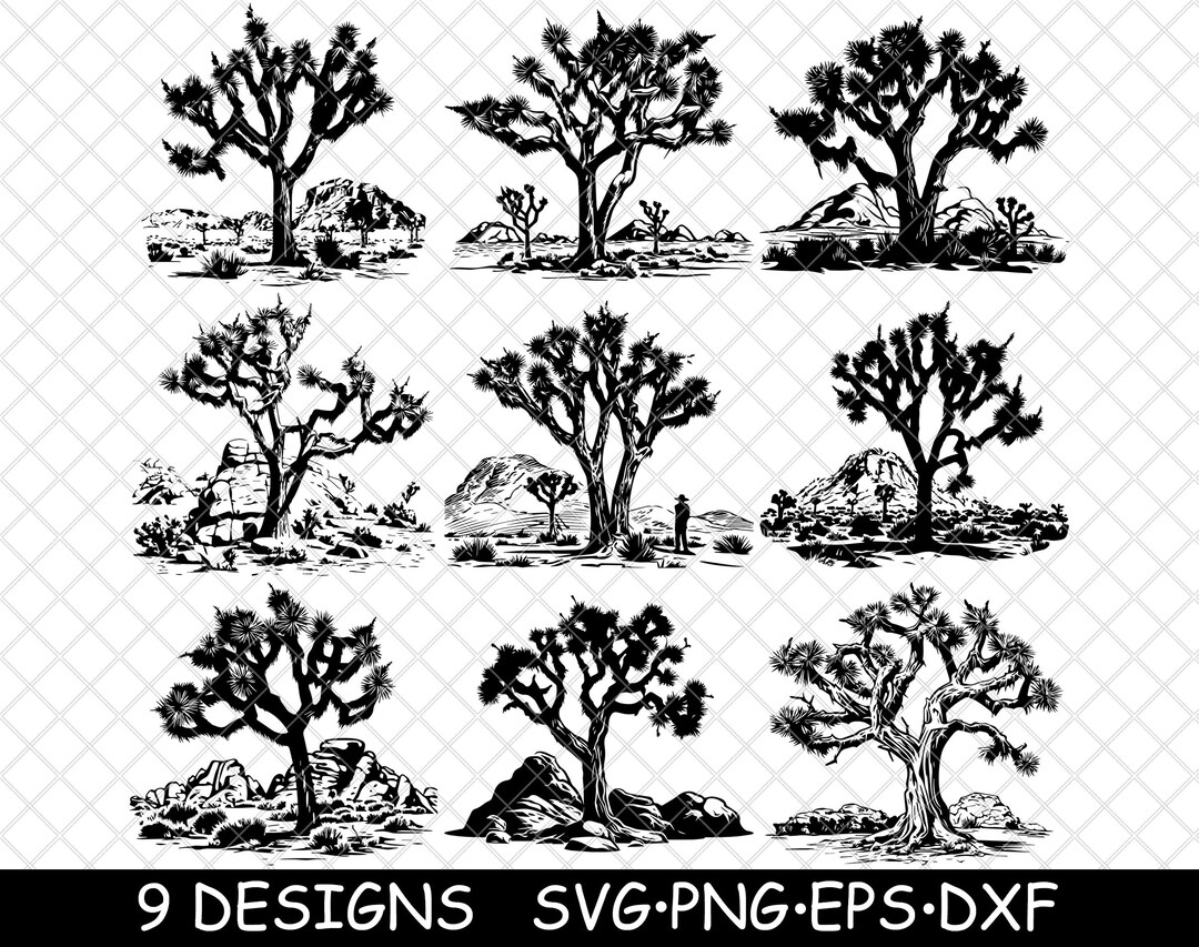 Joshua Tree Desert Yucca Mojave Palm Plant JTNP National Park Wild Svg ...