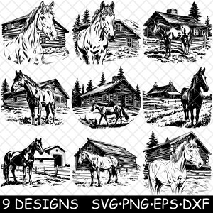 Rustic Barn Horse Farm Stable Country Ranch Cowboy Livestock Rural Svg,dxf,eps,png,cricut ...