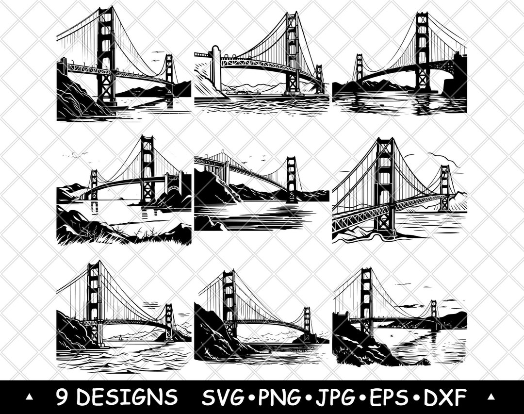 Golden Gate Bridge San Francisco California Famous Strait Bay Icon Svg ...