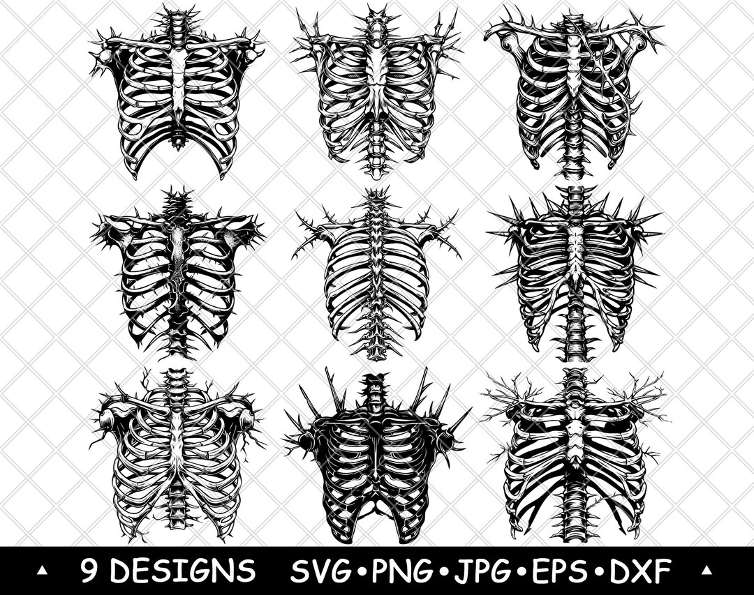 Ribcage Sharp Spiked Thorns Spooky Human Skeleton Bones Laser File SVG ...
