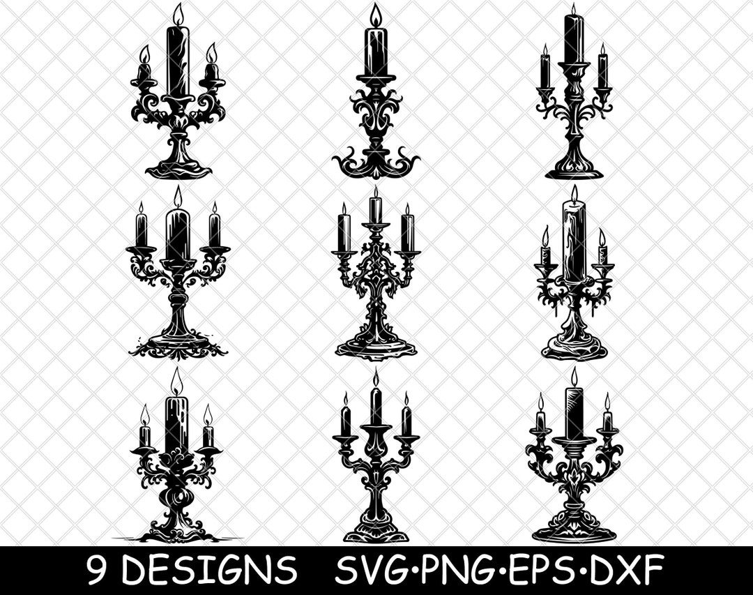 Gothic Medieval Candle Holder Vintage Candelabra Stand Laser File SVG ...