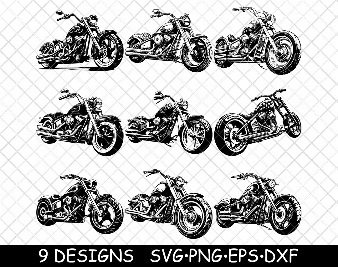 Chopper Motorcycle SVG Bundle | Cruiser Bike Clipart for Cricut, Laser ...